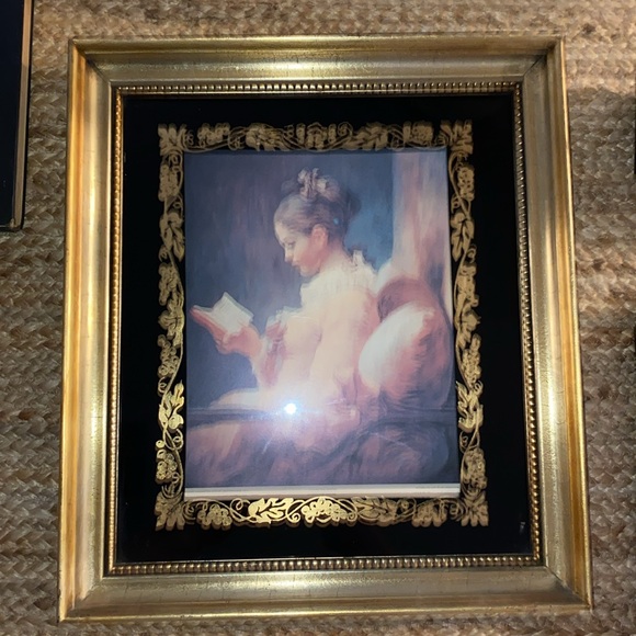 Art | Gold Wooden Frame With Black Gold Leaf Inlay On Glassa Young Girl ...